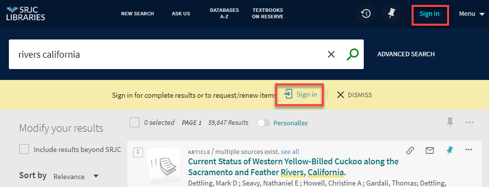 Smart Search Login Help | SRJC Libraries
